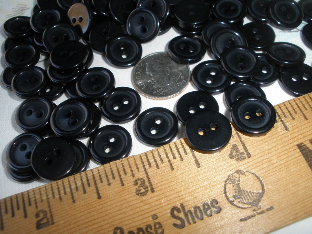 Small 12MM Black Buttons With Rim 2-hole Sew-on Shiny 19L 50 Pieces ...