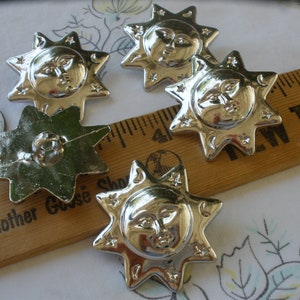 Celestial Sun Face Buttons Silver Color Metallic Plastic 35MM Shank 55L ...