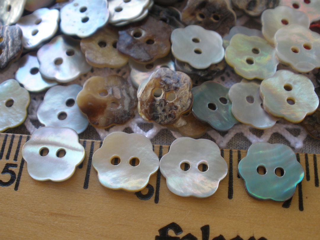 12MM Flower Shape Real MOP Shell Buttons Natural Size 19L Just Under 1/ ...
