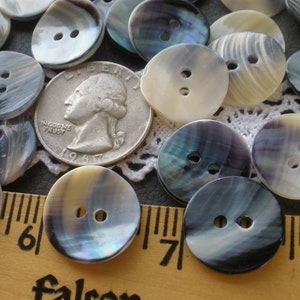 17MM Blue Mussel Shell Buttons 28L 11/16" MOP Pearl 2 Hole Sew on 13 ...