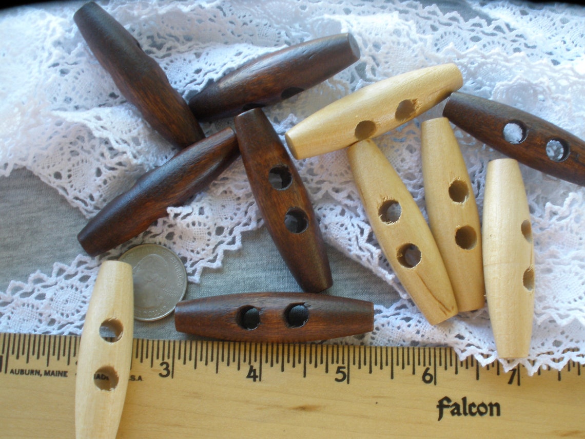 57MM Brown or Blond Wood Toggle Coat Buttons Extra Large Sweater ...