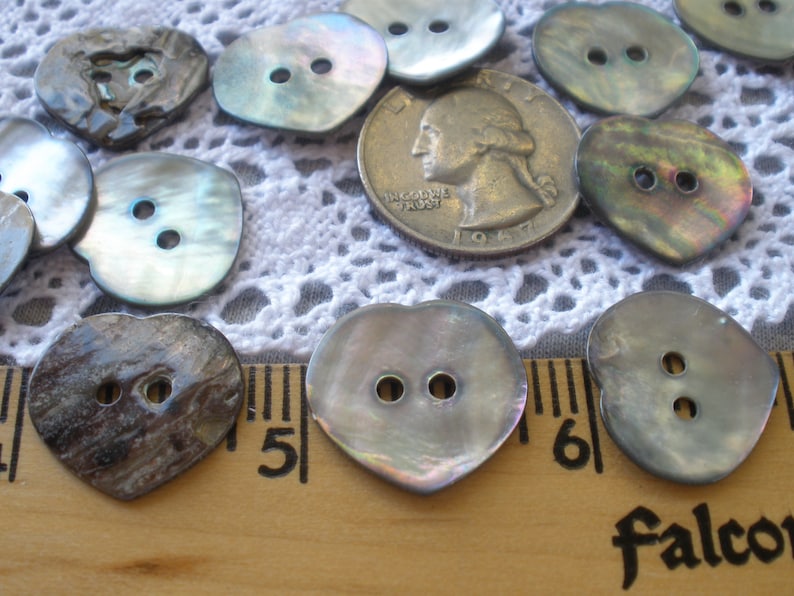 Heart Shape Pearl Smoke Buttons 20MM MOP Real Shell - Etsy