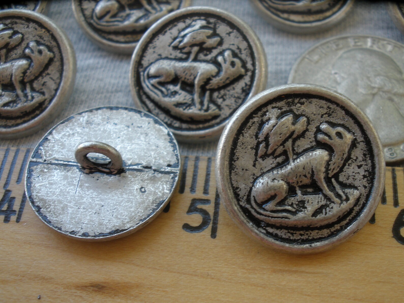 Fox in Forest Pewter Color Metal Shank Buttons Size 32L - Etsy