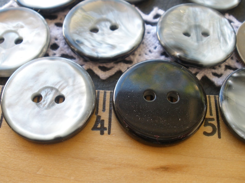 Pearlized Gray Plastic Buttons 22mm (36L 7/8") 2-hole Sew on Metallic ...