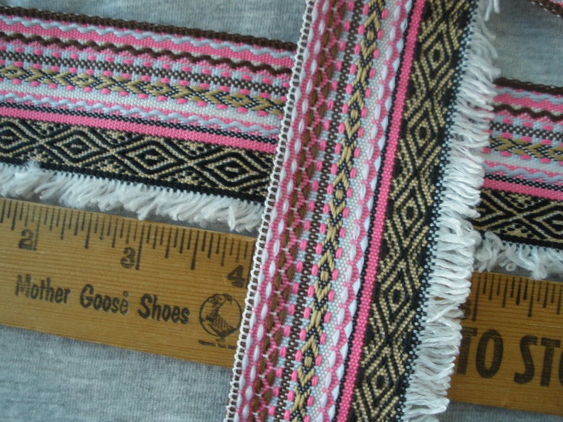 Tribal woven ribbon with micro loop fringe 1 7/8 wide | Etsy