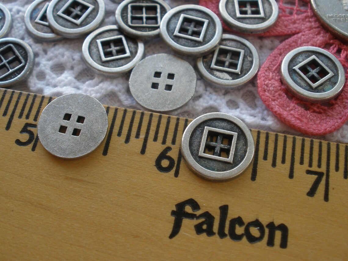Matte Antique Silver 13MM Metal Shirt Buttons 4-hole 1/2" 20L 12 Pcs ...