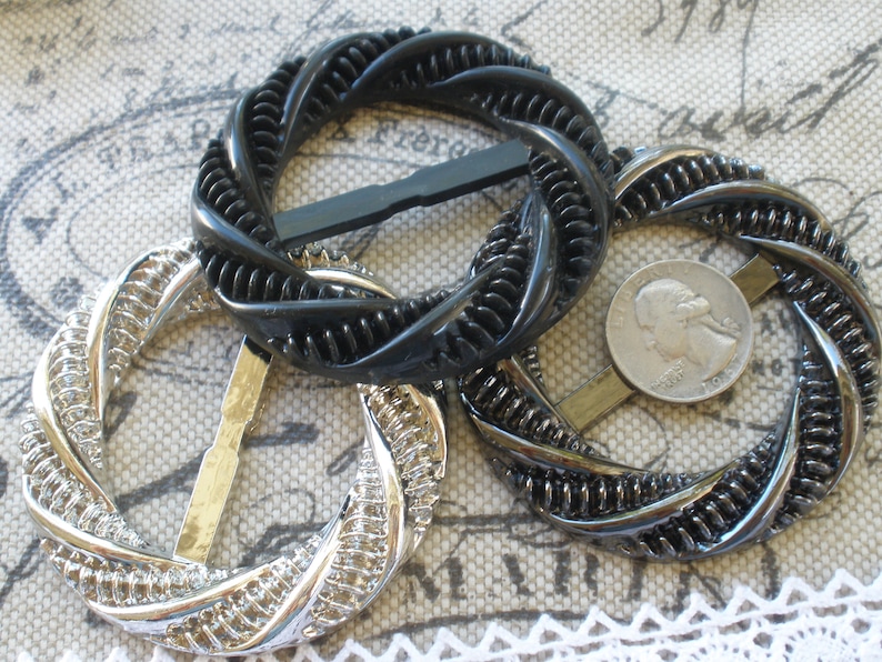 Steampunk Buckle Variety Textured Matte Black Silver & Gunmetal Gray ...