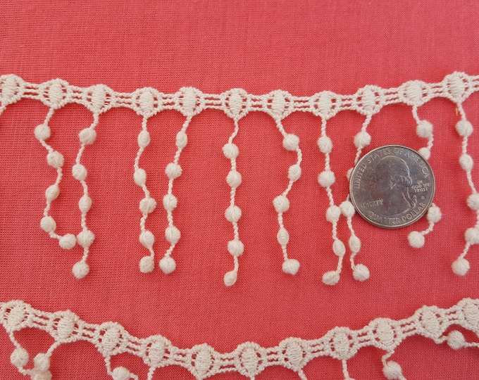 Ball Fringe Tassel Cotton Pom Pom Trim 2.25" Ecru Off-white Boho Retro ...