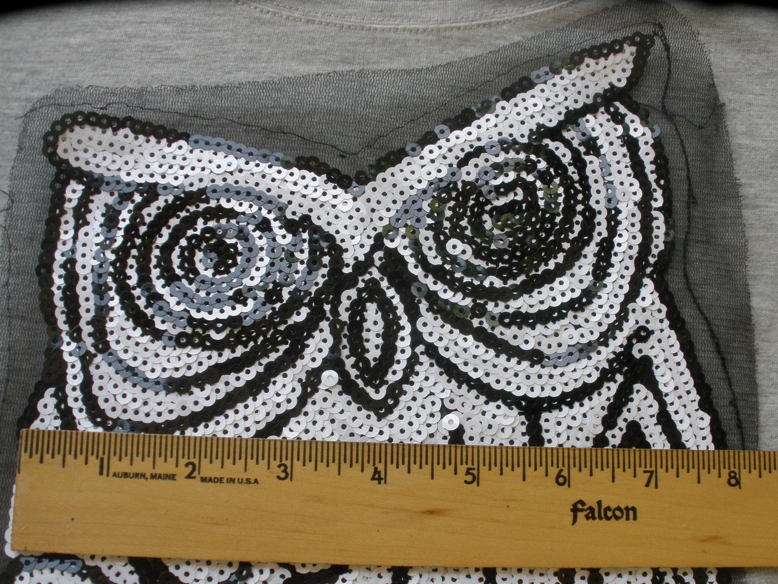 Large Black & White Sequin Owl Applique on black Tulle | Etsy