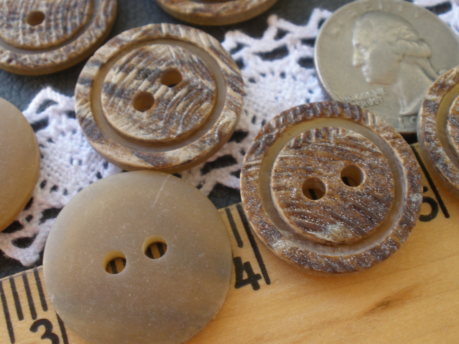 23MM Carved Textured Plastic Buttons Faux Wood Look 2 Hole Scrapbook ...