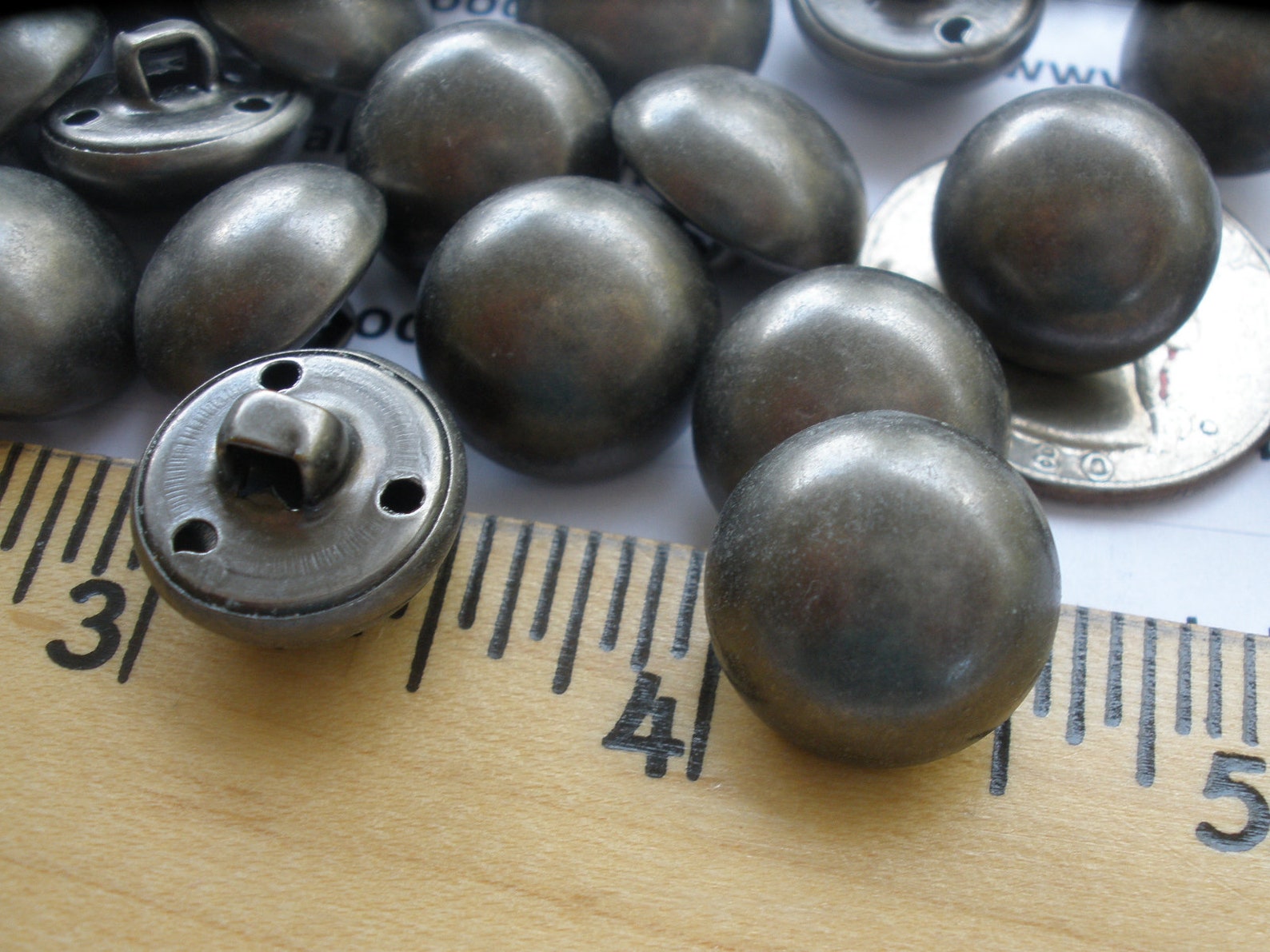 Dark Pewter Color Hollow Dome Shank Buttons Size 22L (9/16" 14mm) Coat ...