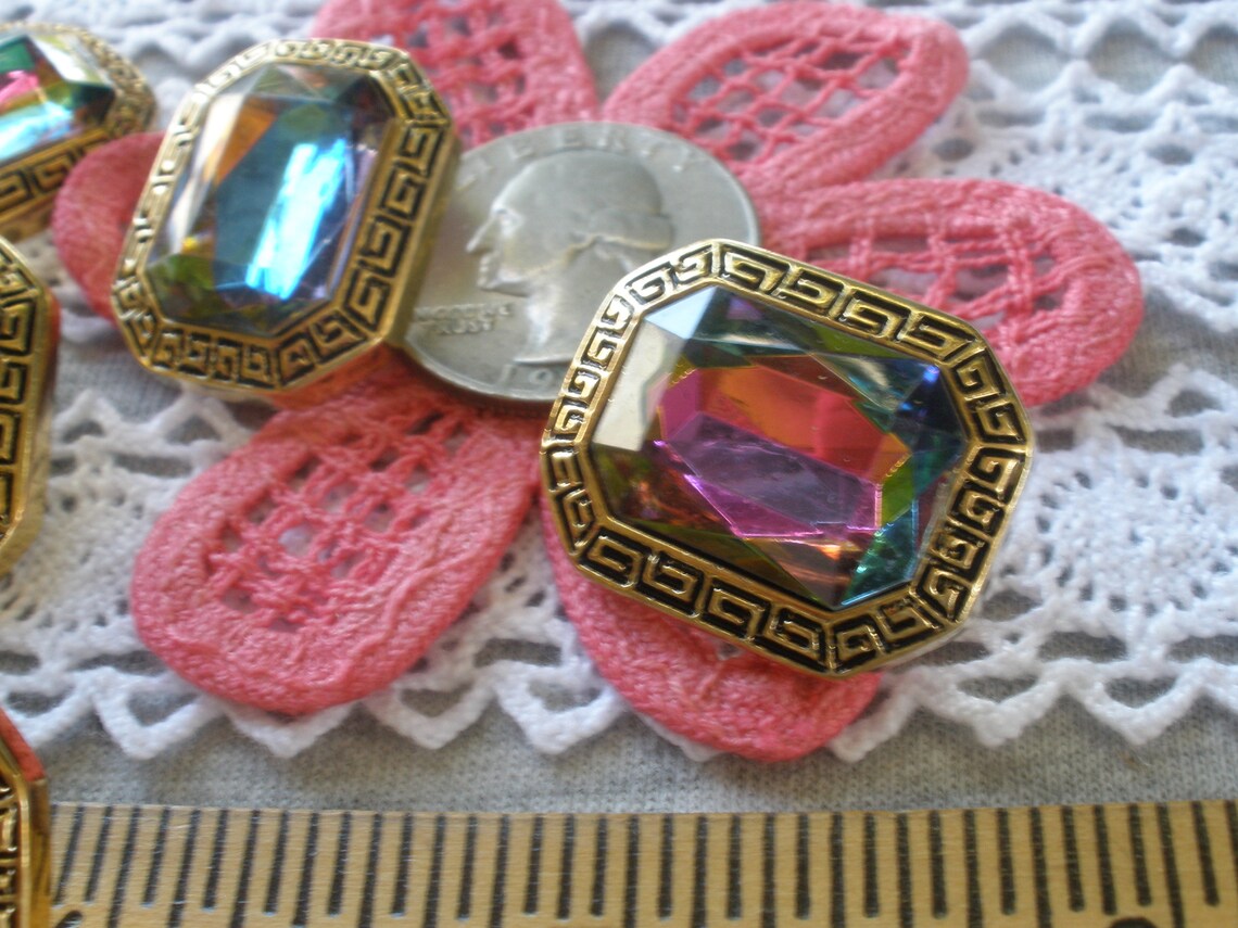 Colorful Gem Shape Rhinestone Gold Plastic Shank Buttons - Etsy