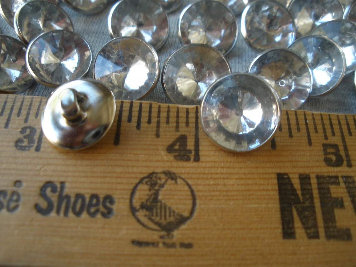 13MM Acrylic Rhinestone Buttons Faceted Clear Silver Color | Etsy