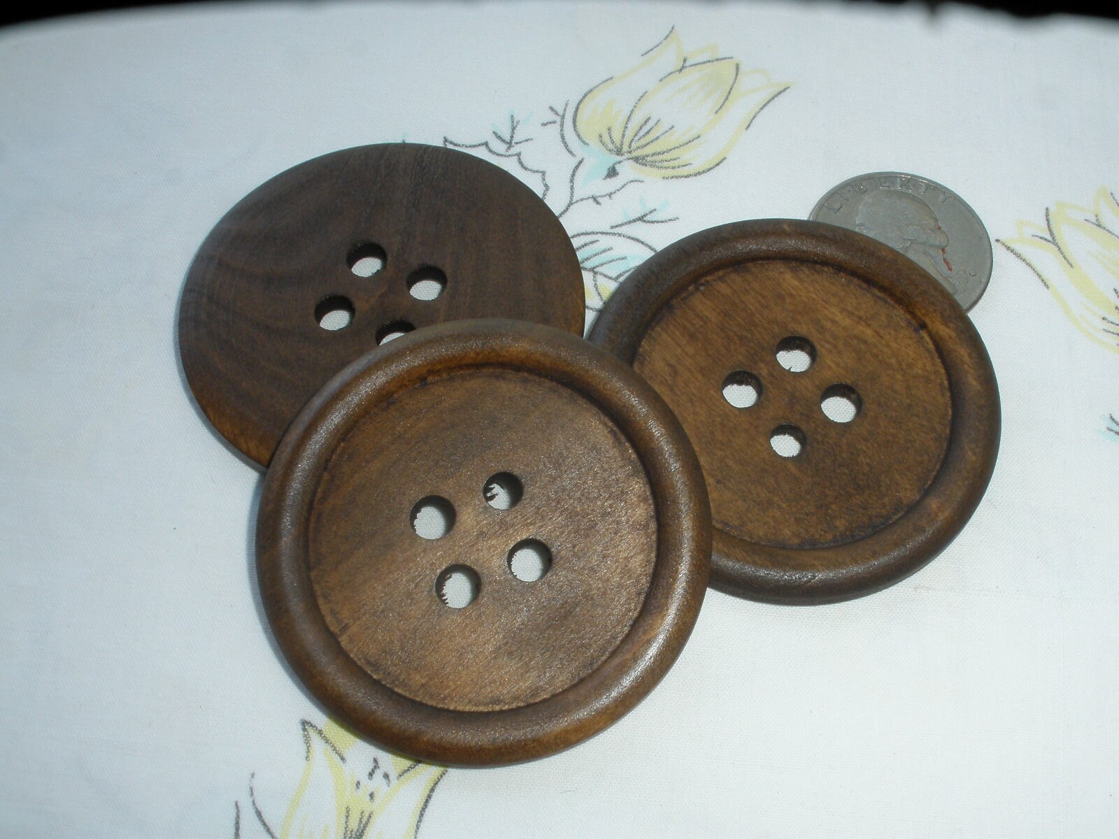 Extra Large 2 Inch Wood Coat Buttons 5CM Medium Stain 4 Hole | Etsy