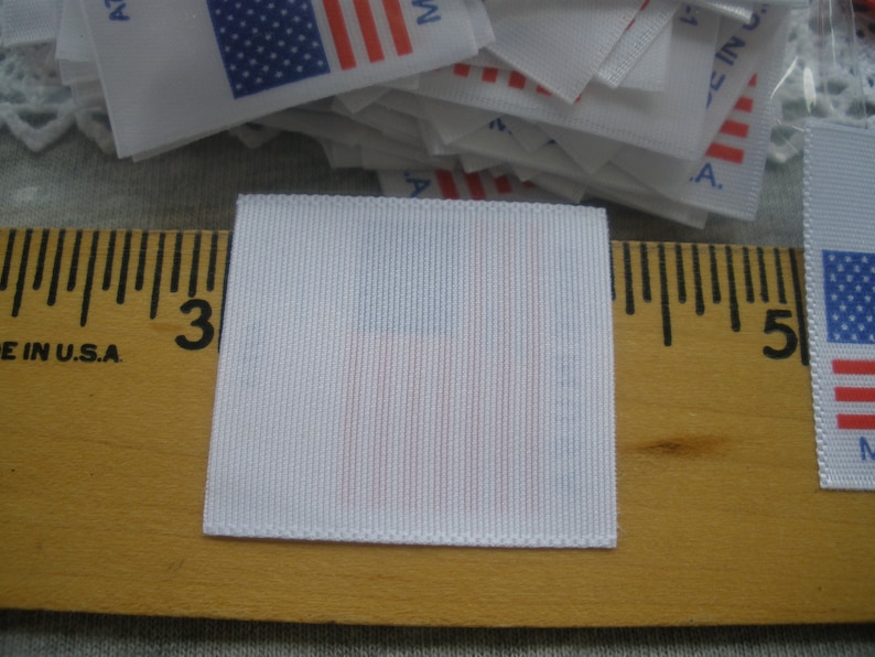 100 MADE IN U.S.A. Tags American Flag Labels Printed on Satin - Etsy