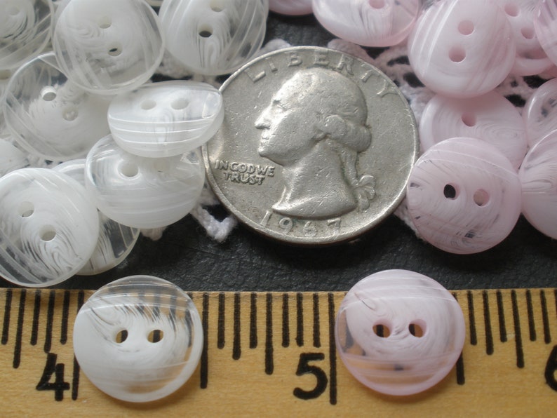36 Cool Clear & Pink or White Textured Buttons 1/2 20L | Etsy
