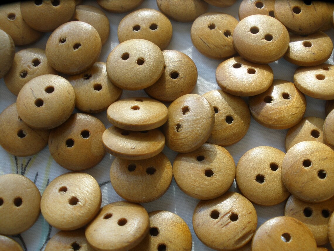 Rounded Wooden Buttons 13MM Wood Maple Stain Finish 20L - Etsy