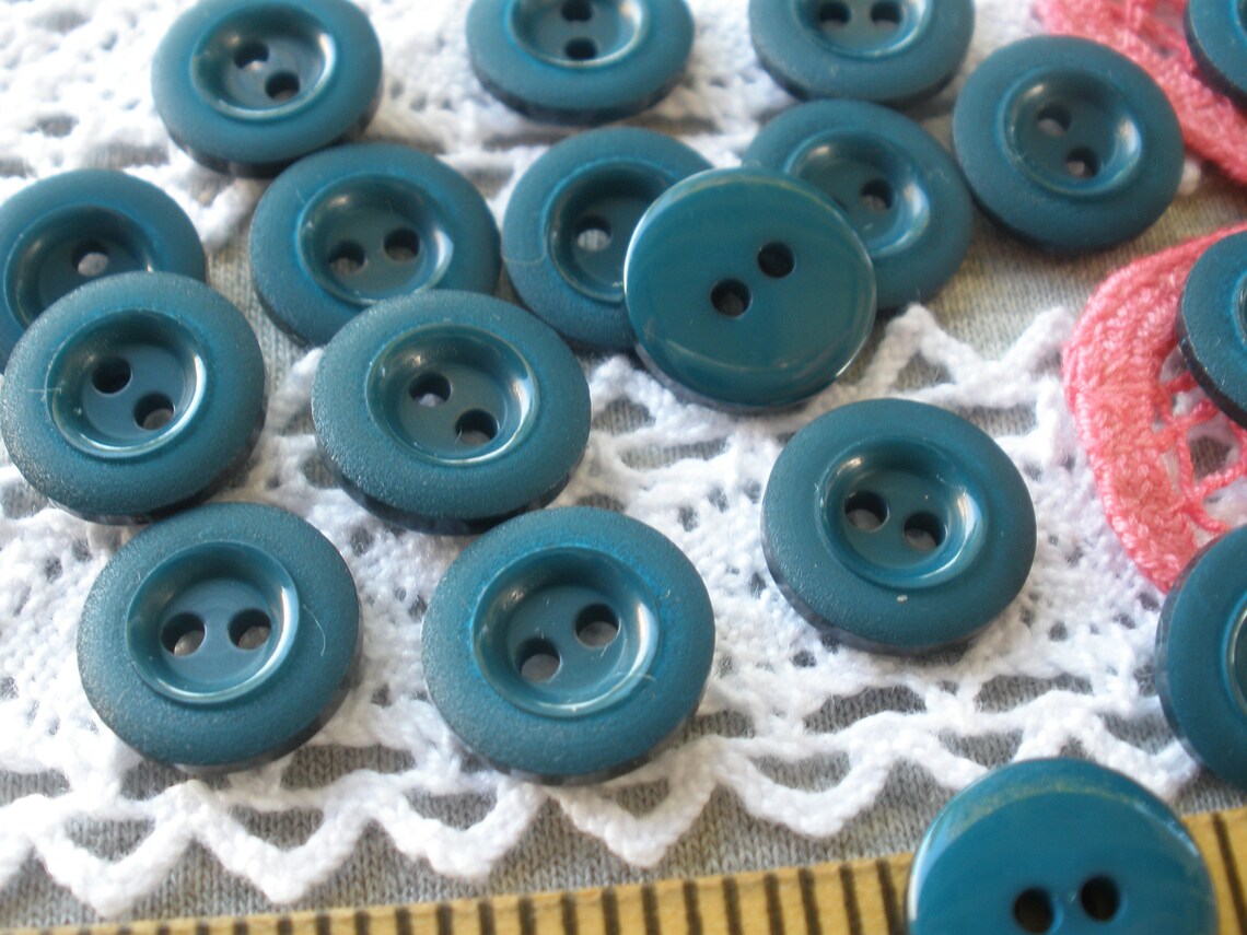 Cool Vintage Teal Blue Textured Plastic Buttons 1/2 Size | Etsy