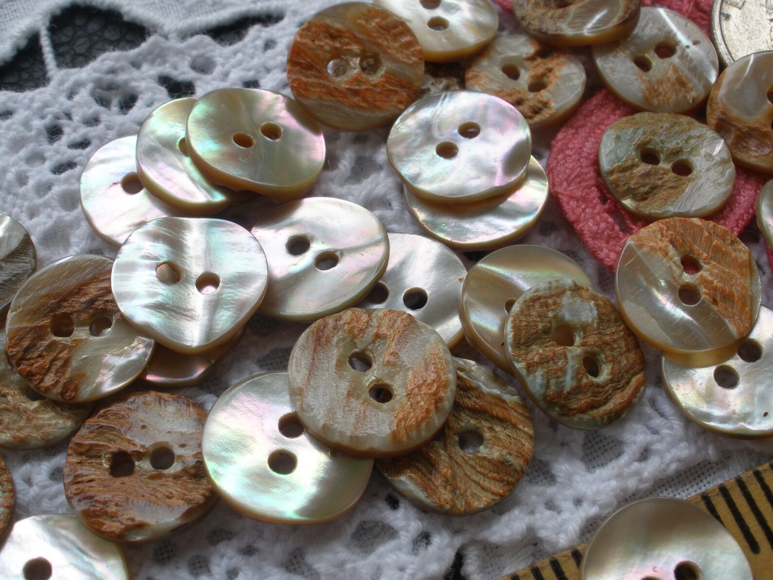 13MM Red Abalone Shell Buttons Natural 1/2" 20L Pearly Rose Rainbow MOP ...