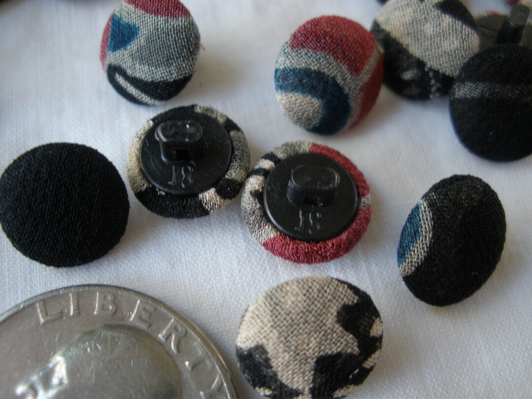 11mm Fabric Cover Buttons Teal Gray & Black 18 Each 7/16 - Etsy