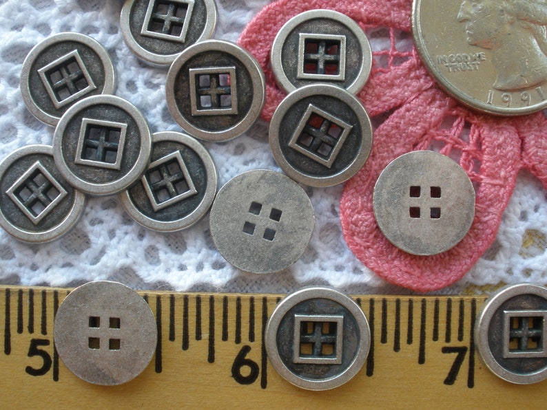 Matte Antique Silver 13MM Metal Shirt Buttons 4-hole 1/2" 20L 12 Pcs ...