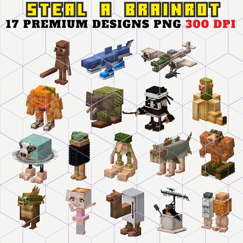 Printable Steal a Brainrot Roblox Papercraft - Etsy Canada