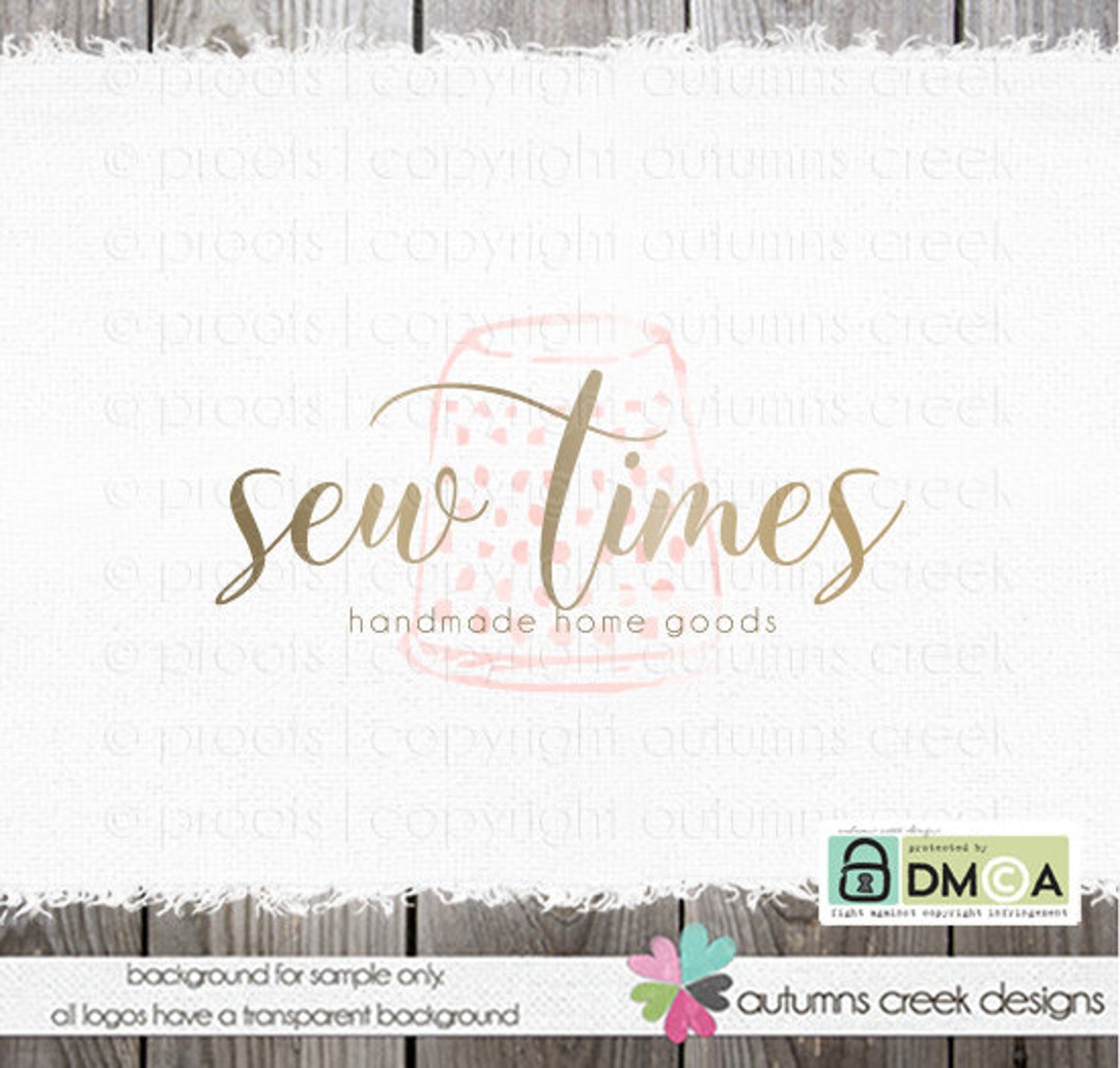 Sewing Logo - Premade Logo - Thimble Logo - Premade Logos - Applique ...