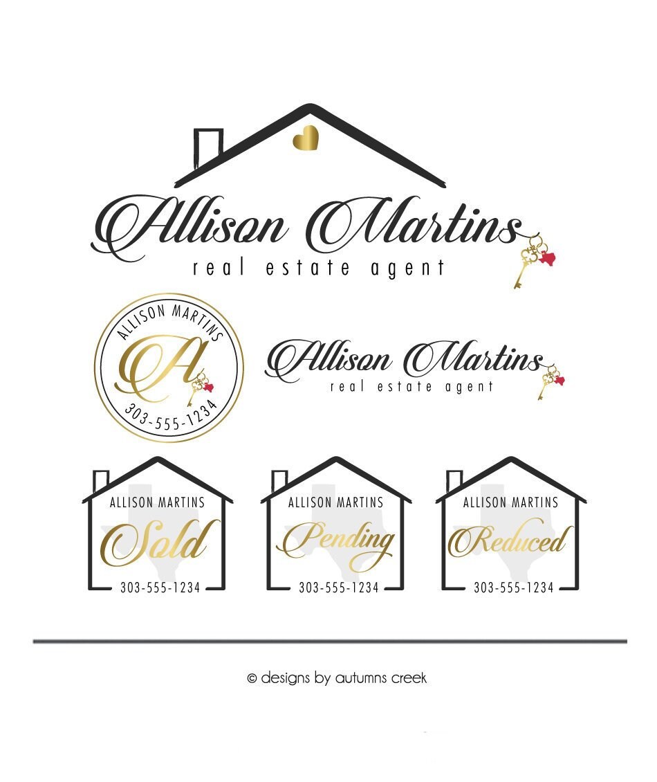 Real estate logo design premade logo design real estate agent | Etsy