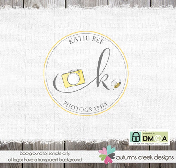 Premade Logo Design Camera and Bee Logo hand Drawn Circular - Etsy