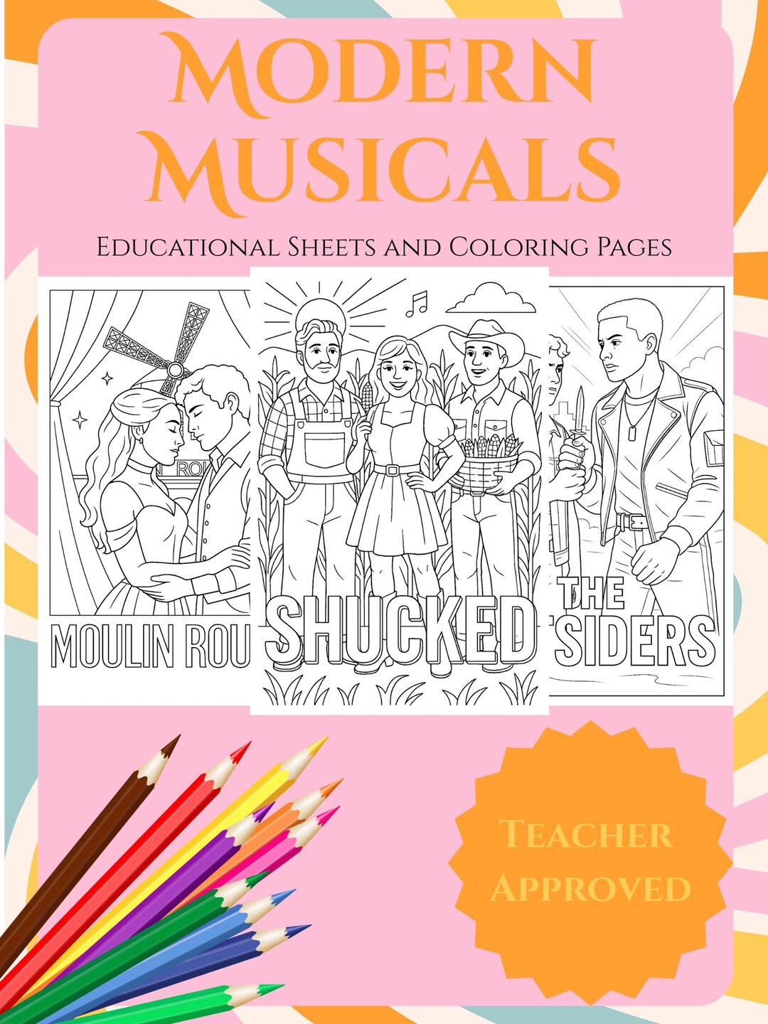 Modern Musicals Educational Packet | Broadway Coloring Pages & Reading ...