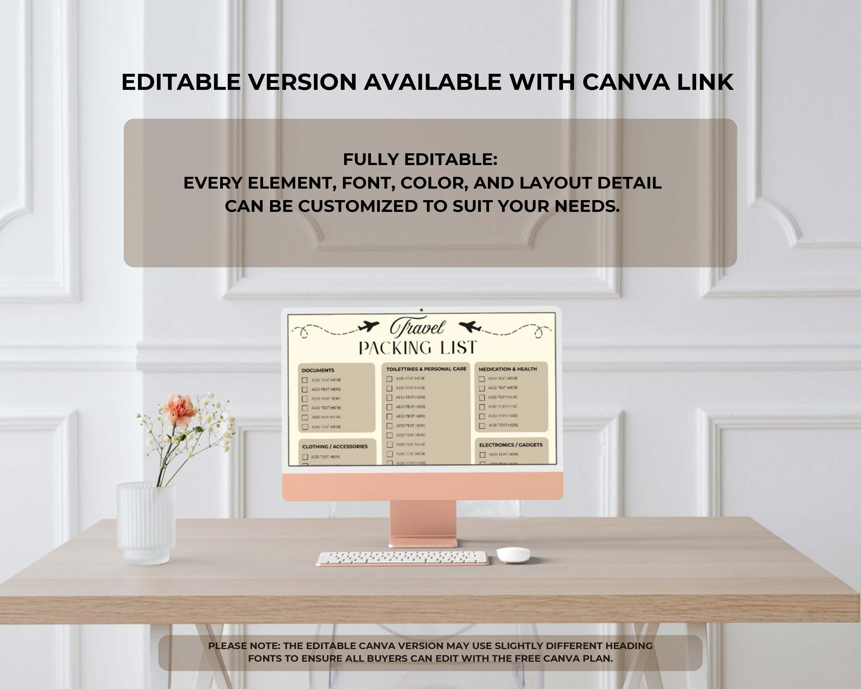 Travel Packing List | Lista De Viaje Editable | Editable Packing List ...