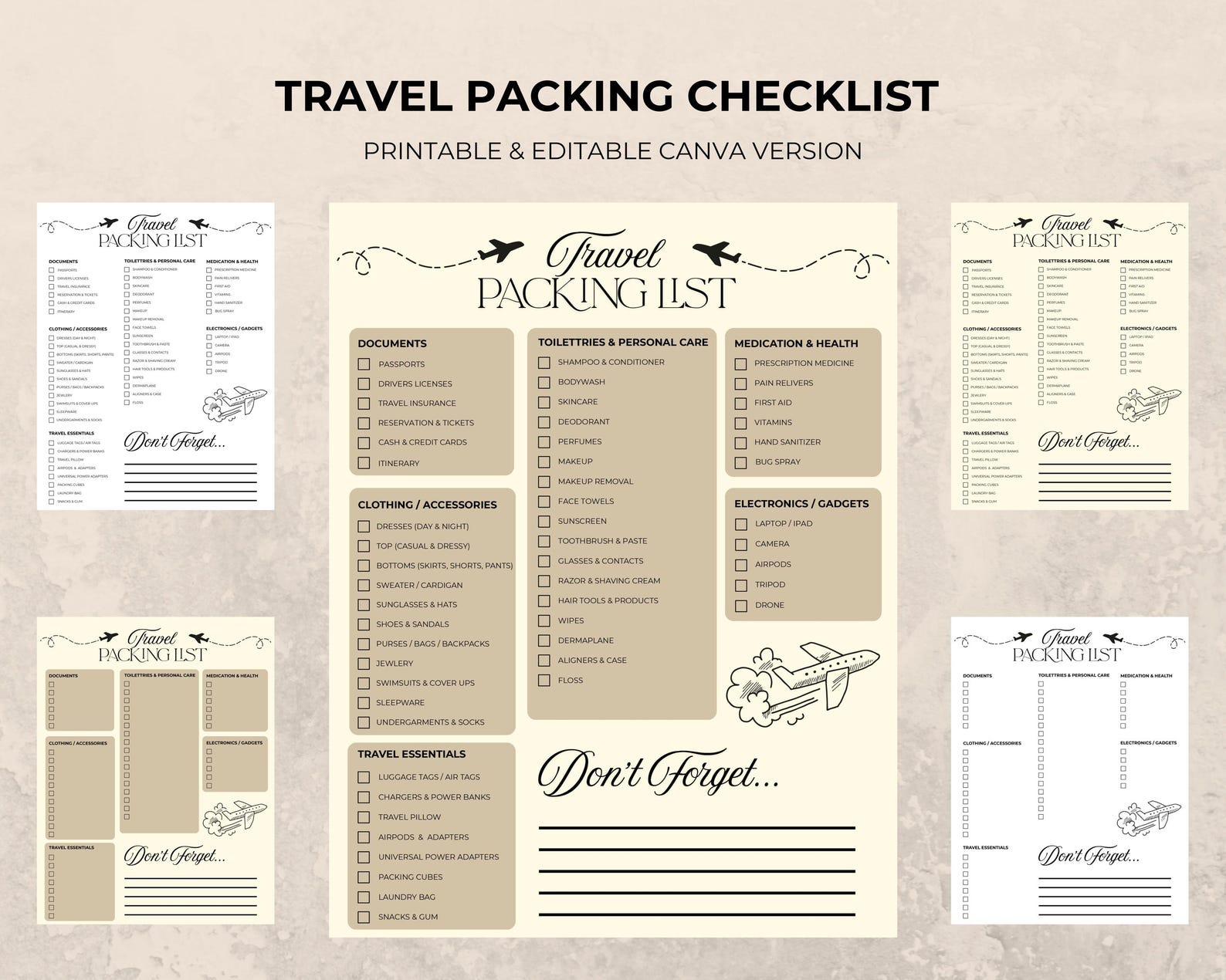 Travel Packing List | Lista De Viaje Editable | Editable Packing List ...