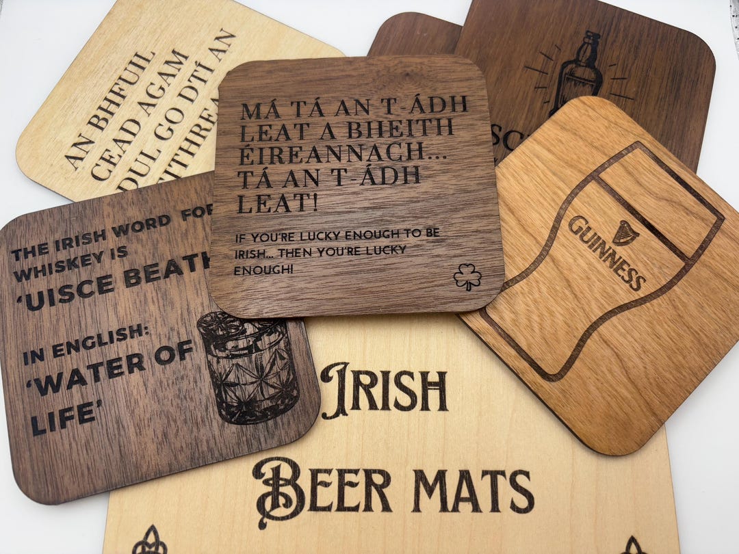 Rustic Irish Beer Mats, Wooden Coasters: Multiple Options Available ...