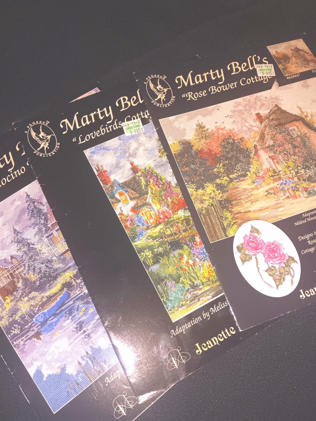 3 Cross Stitch Marty Bell's Lovebirds Cottage Mendocino Twilight Rose ...