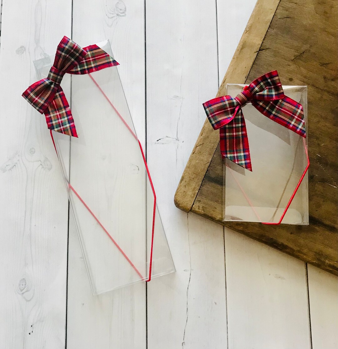 10" Red Tartan Plaid Pre Tied Bows With Elastic Stretch Loops ...