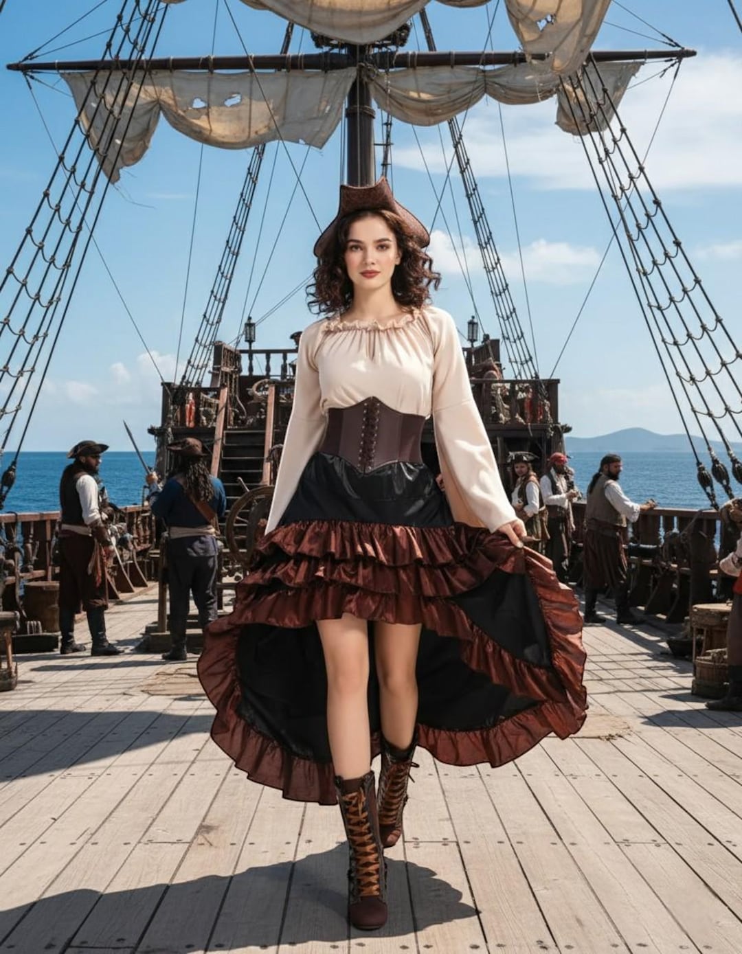 Dress Medieval Pirate for Women, Renaissance Fantasy Corset Gown ...