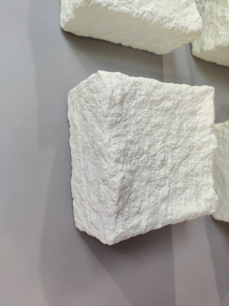 Handmade Textured Paper Mache Wall Art Set, Creamy White Sculptural ...