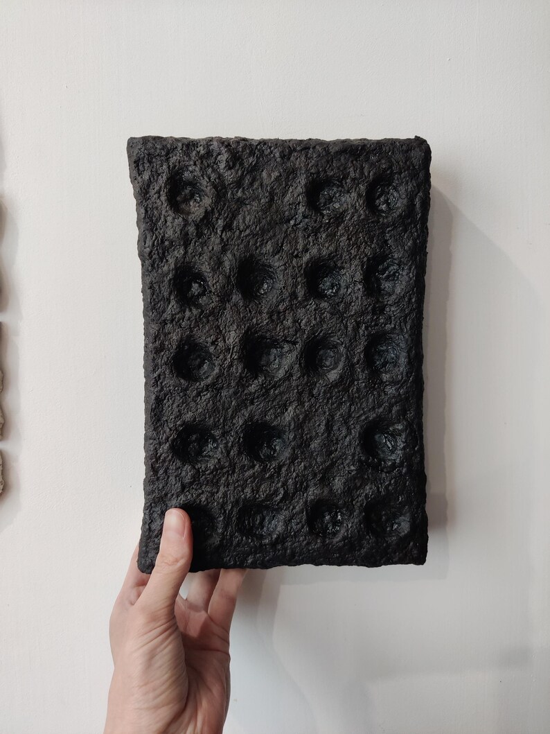 Textured Paper Mache Wall Art Set: Dark Minimalist Wabi Sabi Panels - Etsy