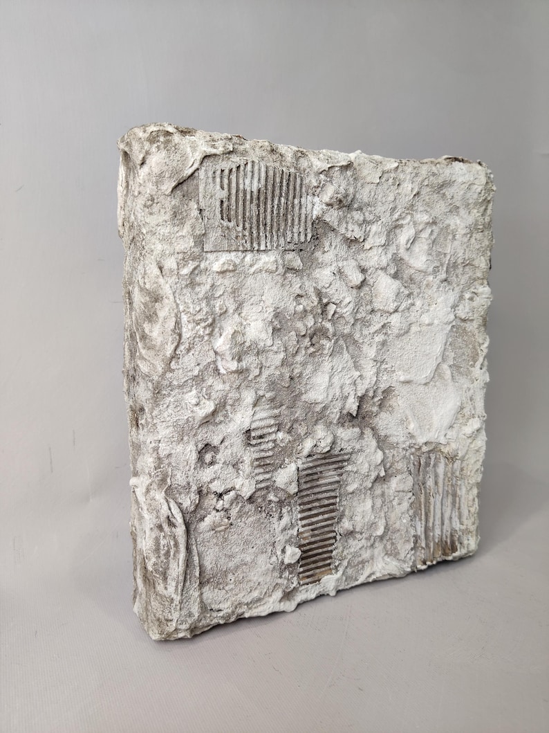 White Textured 3D Papier-mâché Wall Sculpture, Organic Relief Art Panel ...