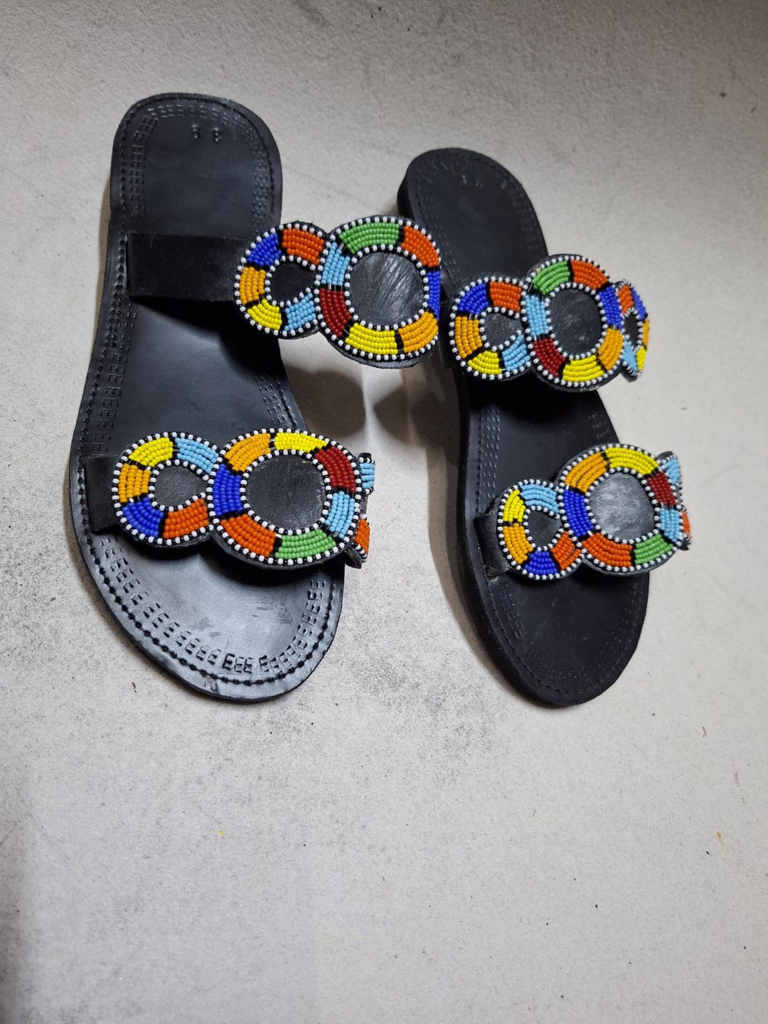 Handmade Maasai Beaded Leather Sandals | Boho Tribal Shoes - Etsy