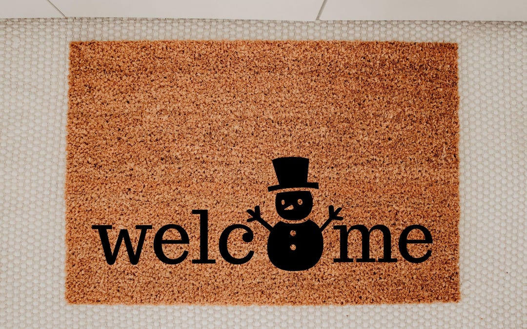 Welcome Snowman Coir Doormat, Winter Christmas Porch Decor - Etsy