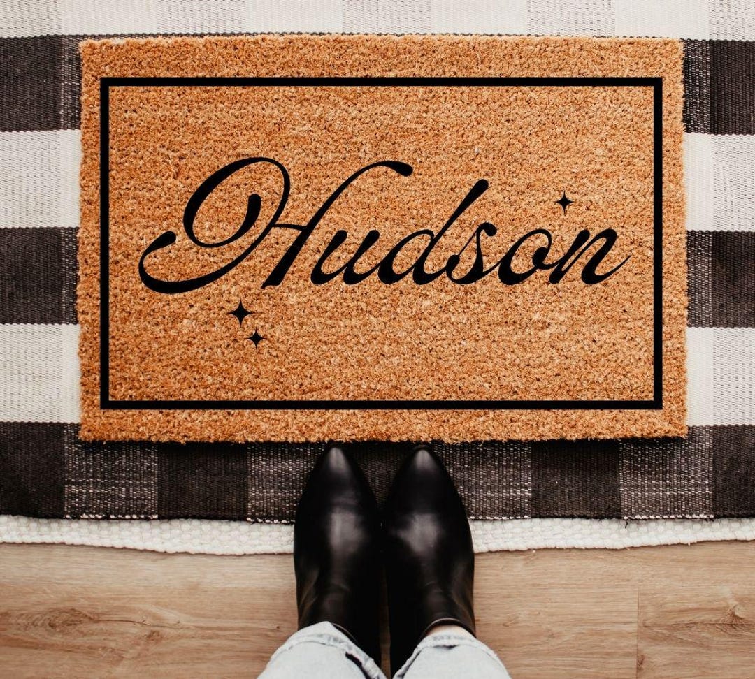 Custom Calligraphy Name Doormat, Minimalist Last Name Mat, Elegant ...
