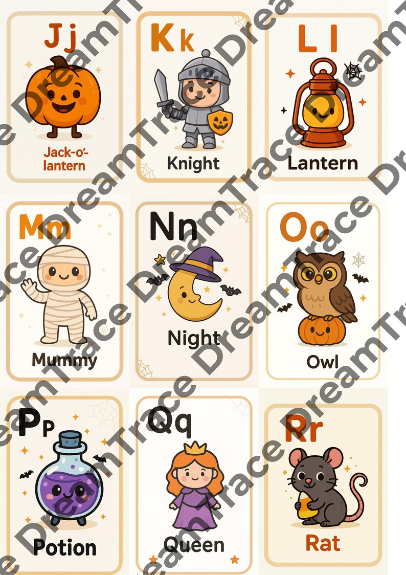 Halloween Alphabet Flashcards: Spooky ABC Learning Game (digital ...