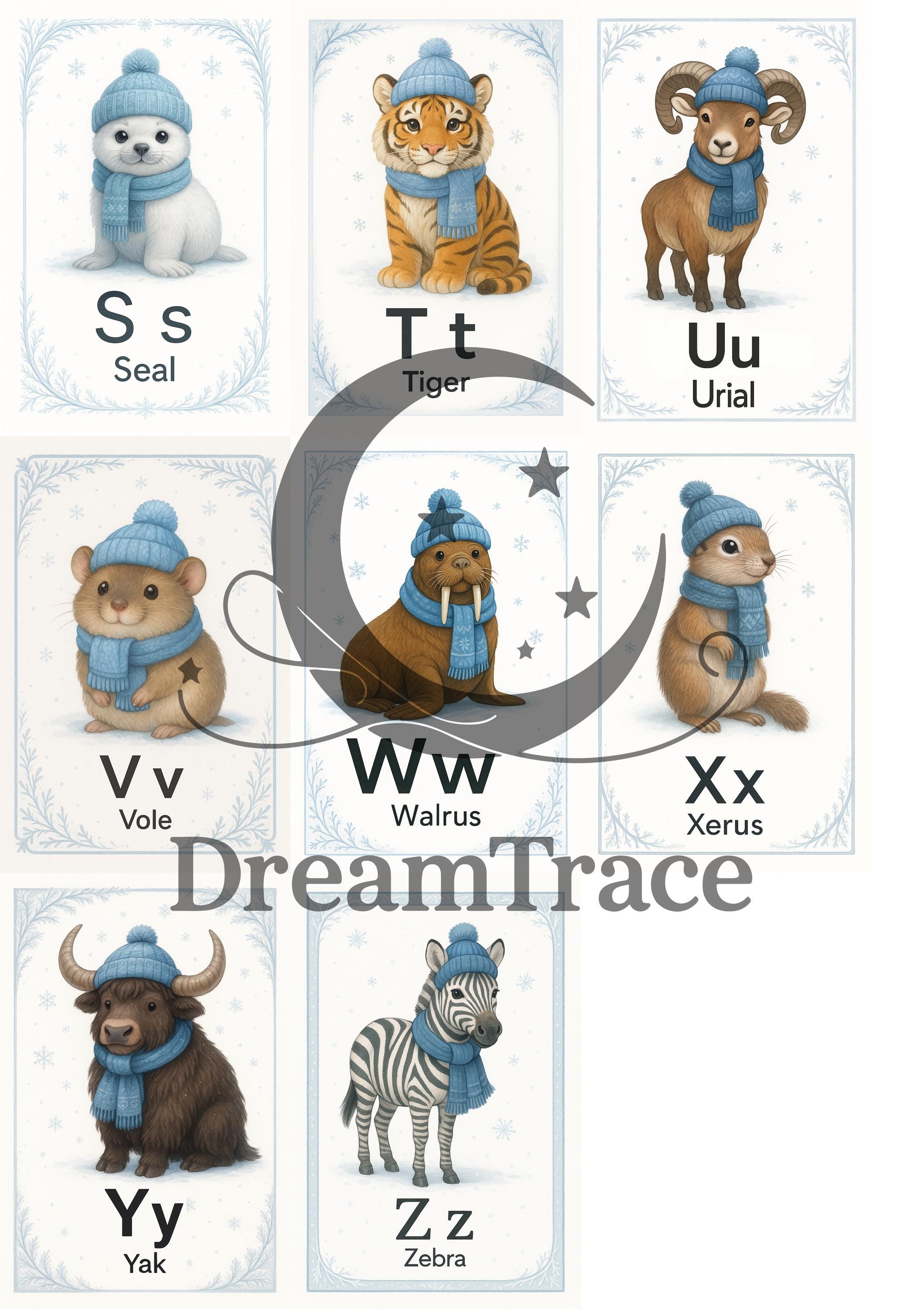 Winter Animals Alphabet Flashcards A-Z – Printable ABC Cards (a4+letter ...