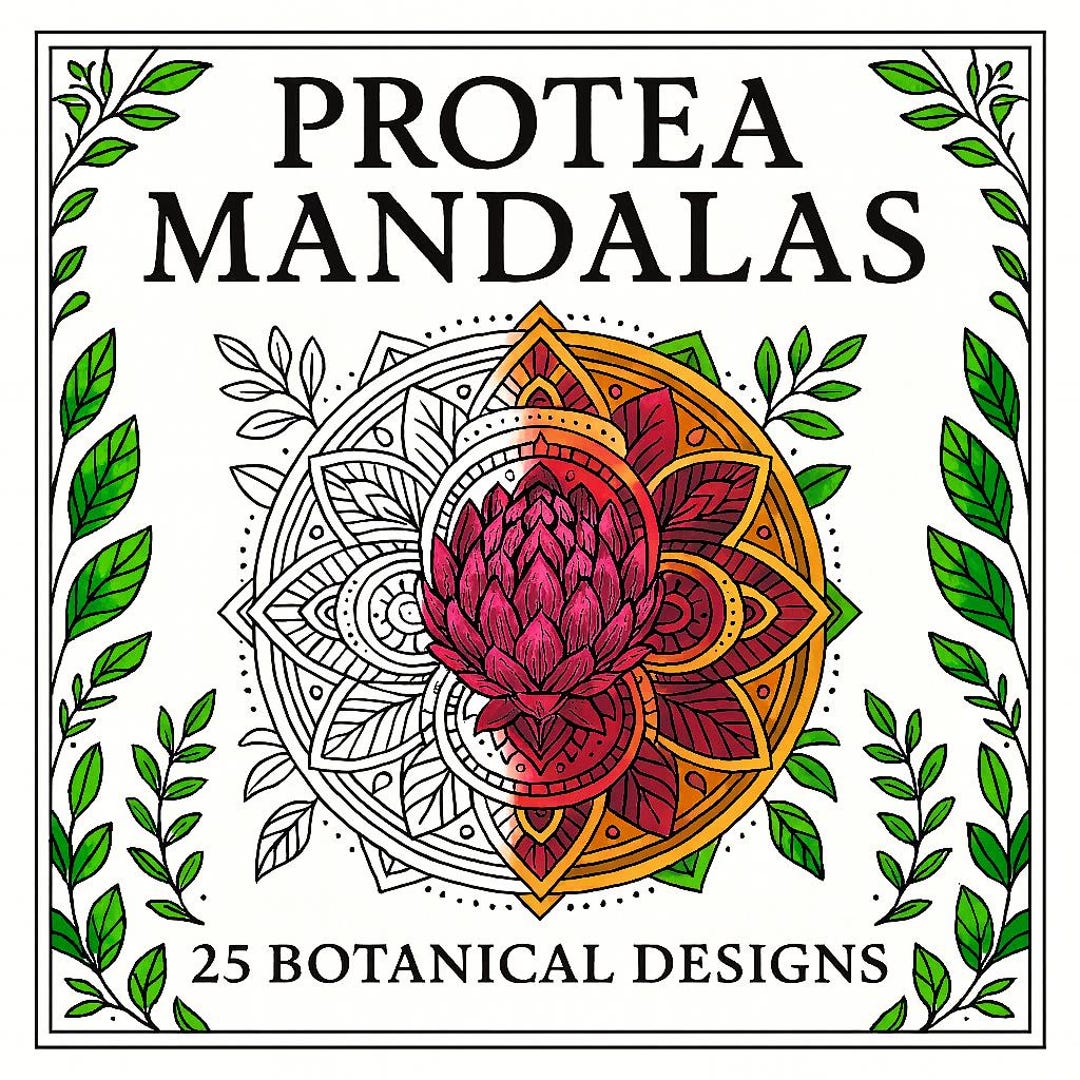 Protea Mandala Coloring Pages: 25 Botanical Designs (A4 + Letter ...