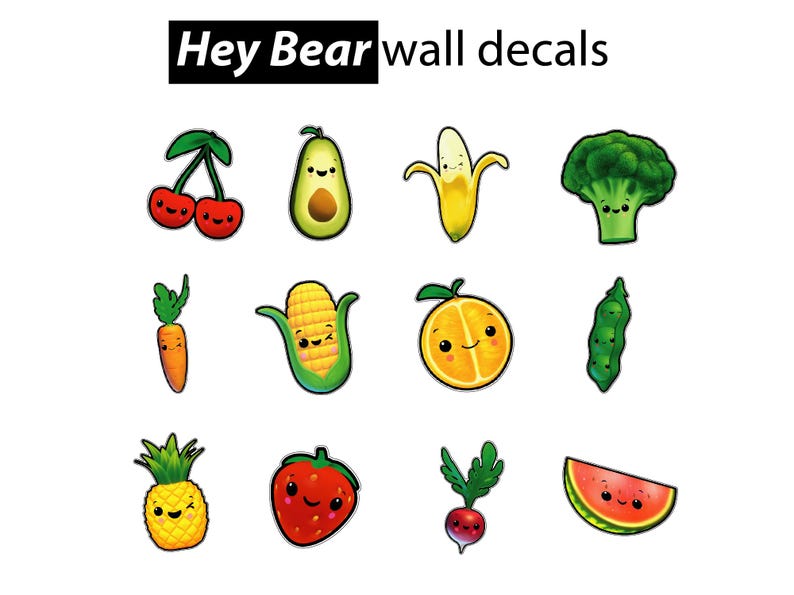 Hey Bear Decals, Fruit and Veggies Decor, Centerpieces Heybear Props ...