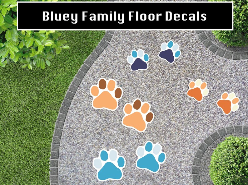 Bluey and Bingo Peel and Stick Floor Decals • Set of 8 • Birthday ...
