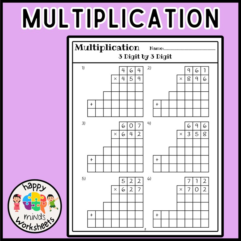 Triple Digit Multiplication Worksheets Multiply 3 by 3 Digit - 40 Pages ...