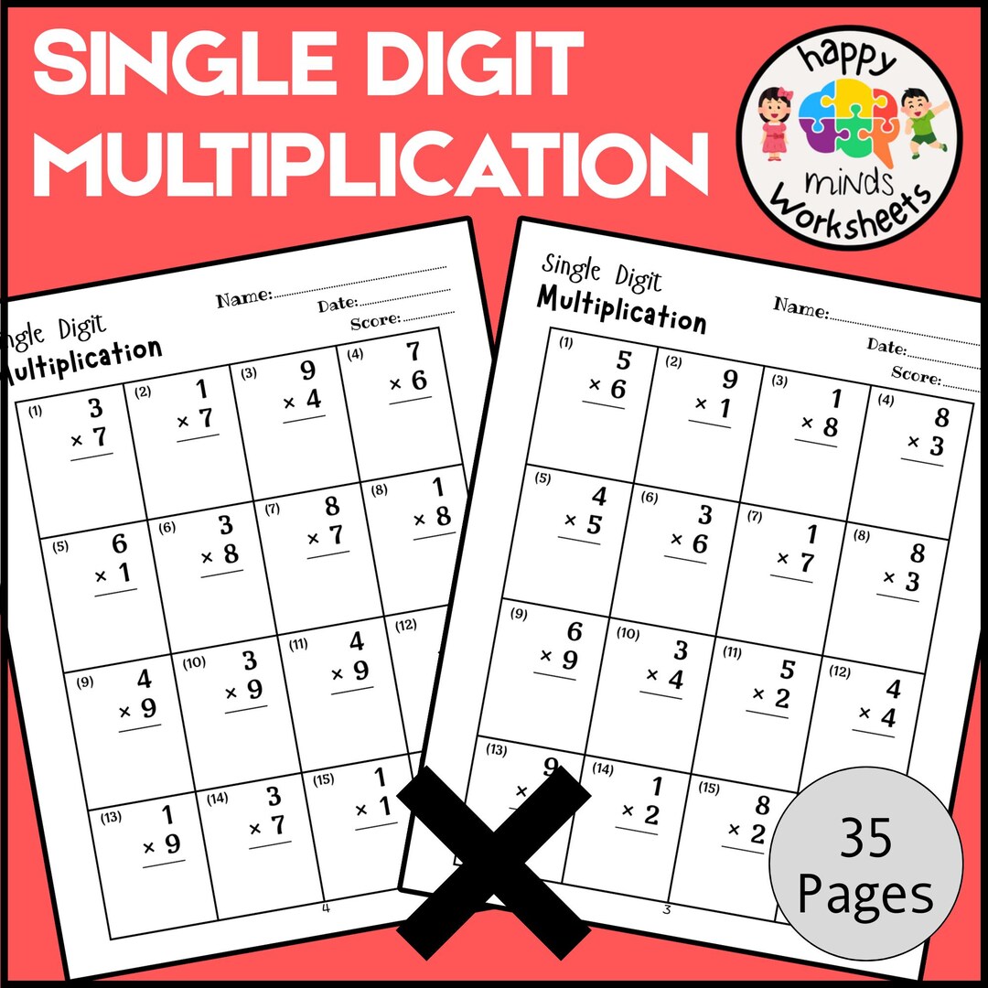 Single Digit Multiplication Worksheets Practice - Printable Math Drills ...