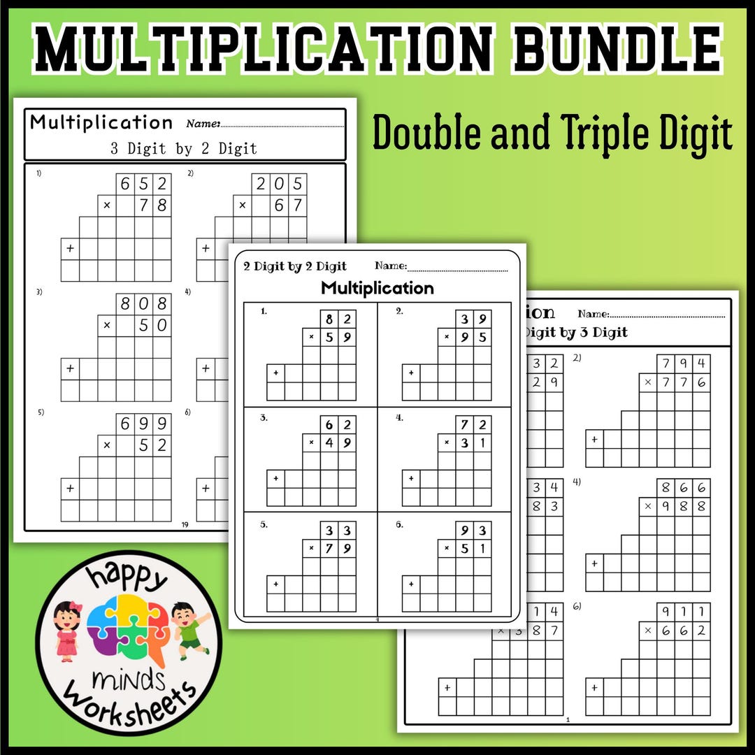 Multi-digit Multiplication Worksheets Bundle (PDF) - Etsy
